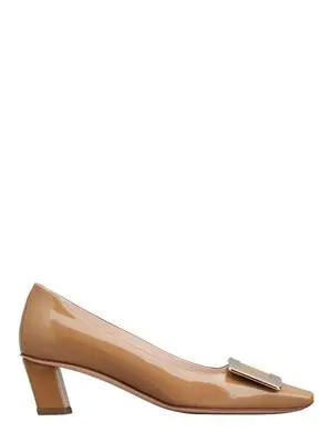 ROGER VIVIER Belle Vivier Pumps In Patent Leather With Metal Buckle - Brown
