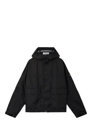 Stone Island Logo Patch Hooded Jacket - Black