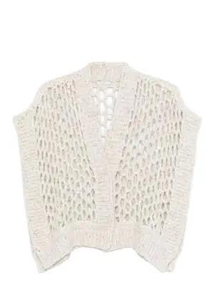 Peserico Sleeveless V-neck Knitwear With Sequins - White