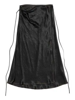Acne Studios Satin Wrap Midi Skirt - Black