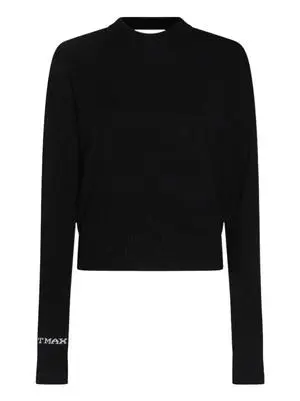 Sportmax Crewneck Long-sleeved Jumper With Logo Detail - Black