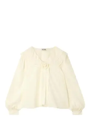 RIXO RIXO Emelin Floral Appliqué Peter Pan Collar Blouse
