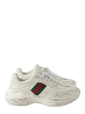 Gucci 2.0 Washed-effect Leather Sneakers - White