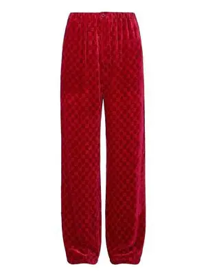Gucci Gg Jacquard Velvet Trousers - Red