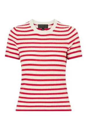 NILI LOTAN Alita Striped Cashmere T-shirt - Red