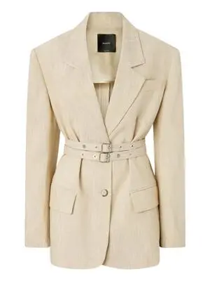 Pinko Belted Oversized Blazer Jacket - Nude