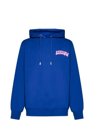 BARROW Logo Printed Drawstring Hoodie - Blue