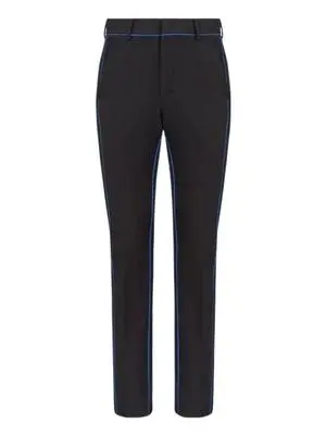 Fendi Straight-leg Tailored Trousers With Contrast Piping - Black