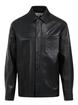 Loewe Long-sleeved Leather Shirt - Black