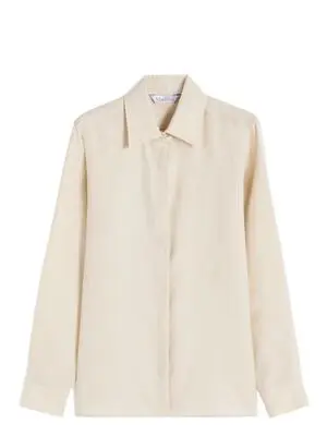 Max Mara Oversized Linen Shirt With Classic Collar - Beige