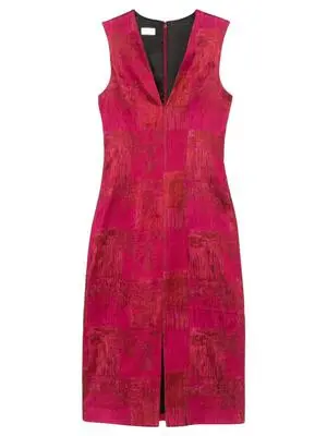 Dries Van Noten Sleeveless V-neck Dress With Front Slit - Red