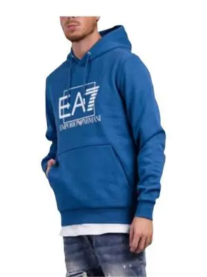 EA7 Logo Hooded Sweater - Blue