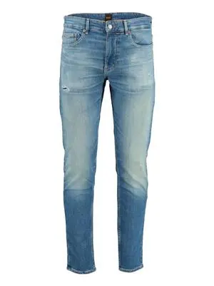 Hugo Boss Distressed Logo Jeans - Blue