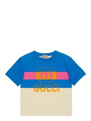 Gucci Web Stripe Print T-shirt - Blue