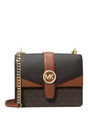 Michael Kors Greenwich Small Color-block Signature Logo Crossbody Bag - Brownmulti