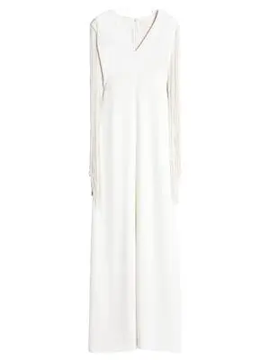 Max Mara Cady Column Dress With Embroidered Fringes - Silk