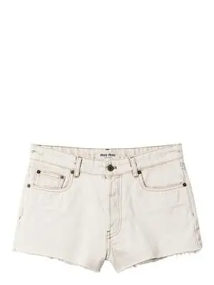 Miu Miu Logo Detailed Denim Shorts - White