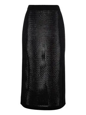MC2 SAINT BARTH Darline Crochet Midi Skirt - Black