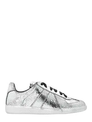 MAISON MARGIELA Replica Metallic-effect Lace-up Sneakers - Silver