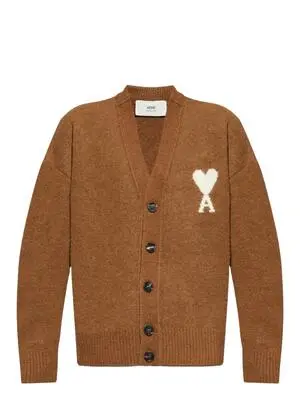 Ami Ami Paris Ami De Coeur Knitted Cardigan Brown