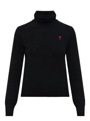 Ami De Coeur Embroidered Turtleneck Jumper - Black