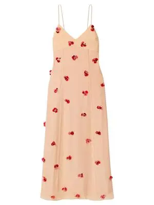 Ulla Johnson Spaghetti Strap Sequined & Beaded Dress - Peach