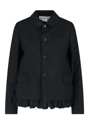Comme Des Garçons Ruffled Button-up Jacket - Black