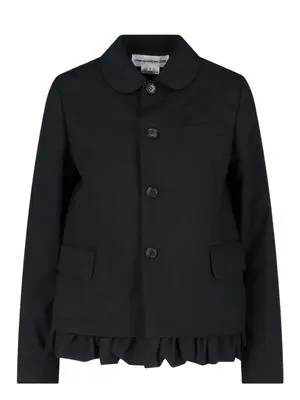 Comme Des Garçons Ruffled Button-up Jacket - Black