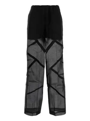 Co Name Parachute Drawstring Pants - Black