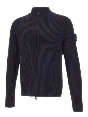 Premiata Ribbed Zip-up Cardigan - Blue