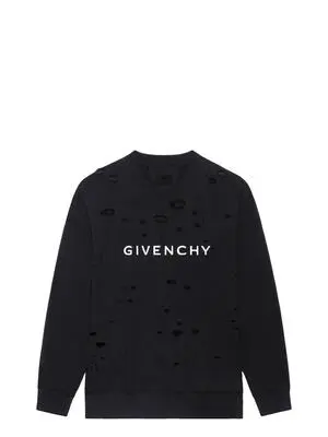 Givenchy Distressed Logo Crewneck Sweatshirt - Faded Black
