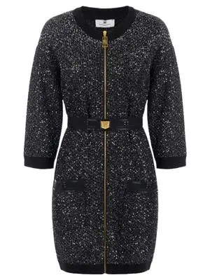 ELISABETTA FRANCHI Elisabetta Franchi Sequin Thread Mini-Dress With Belt