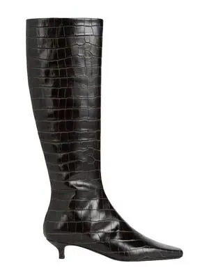 TOTEME Embossed Pointed-toe Knee-high Boots - Dark Brown