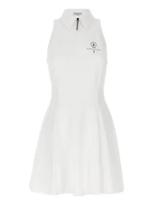 Brunello Cucinelli Sleeveless Collared Dress With Embroidered Logo And Matching Shorts - No