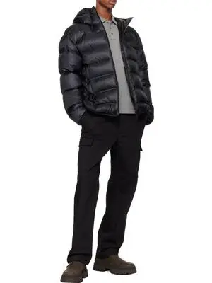 Moncler Logo-patch Hooded Padded Jacket - Dark Blue