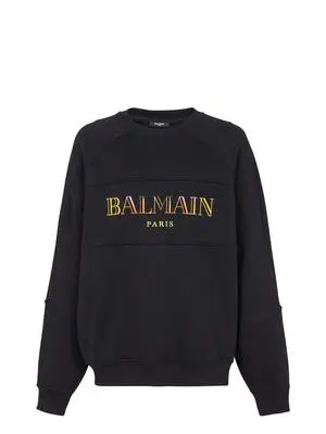Balmain Vintage Logo Embroidered Oversized Sweatshirt - Black