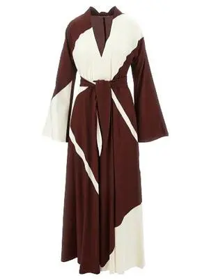 Alberta Ferretti Long-sleeved Tie-waist Dress - Brown