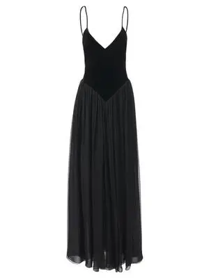 CHLOÉ Chloe Black Velvet And Chiffon Maxi Dress