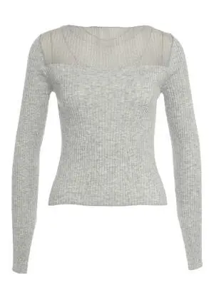 Pinko Long-sleeved Ribbed Jumper - Gray