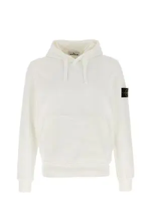 Stone Island Stone Island Compass Patch Drawstring Hoodie White