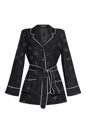 Dolce & Gabbana All-over Dg Logo Jacquard Pajama Shirt - Black