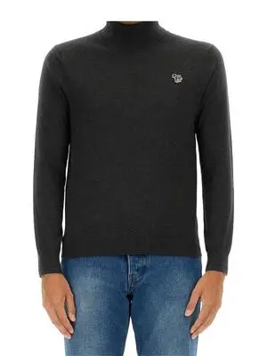 Paul Smith Zebra Detail Roll Neck Jumper - Charcoal