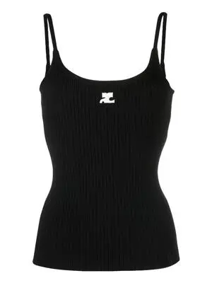 COURREGES Courrèges Ribbed Knit Tank Top Black