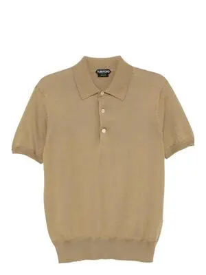 TOM FORD Short-sleeved Knitted Polo Shirt - Nude