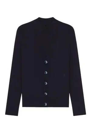 Givenchy Logo Embroidered V-neck Cardigan - Night Blue