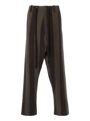 UMA WANG Tapered Leg Striped Trousers - Grey Brown