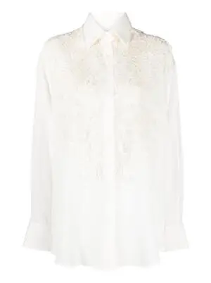 Ermanno Scervino Floral Lace Silk Shirt - White