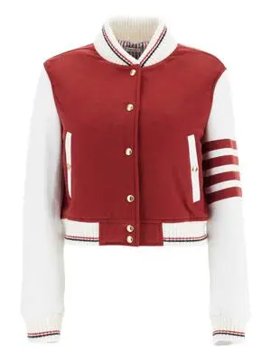 Thom Browne Striped Buttoned Bomber Jacket - Red