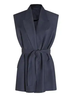 Brunello Cucinelli Sleeveless Belted Top - Navy Blue