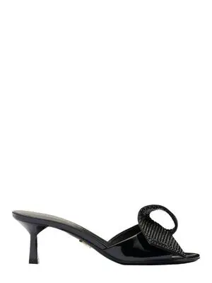 Prada Bow-detailed Slip-on Sandals With Crystal Embellishments - Black